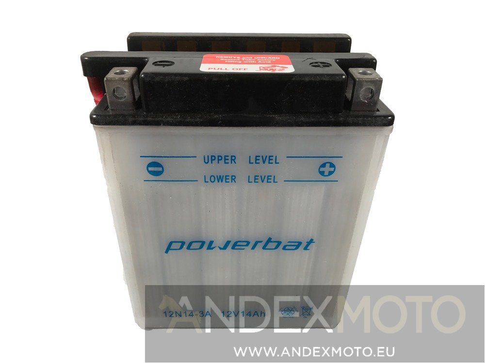Battery 12 V 14 Ah POWERBAT 12N14-3A | MOTOCYCLE BATTERIES \ POWERBAT ...