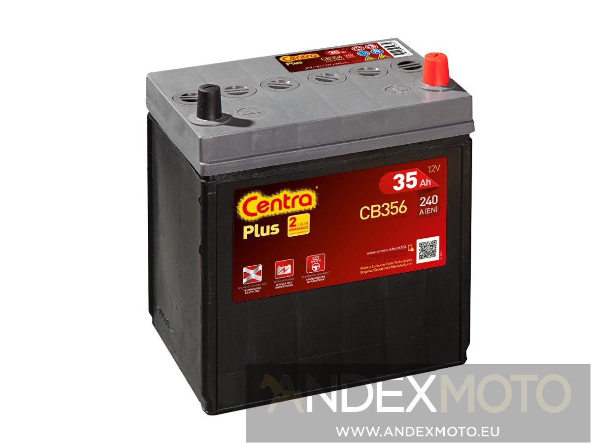 Akumulator 12V 35Ah CENTRA PLUS CB356 S4018 A14 | CAR BATTERIES ...