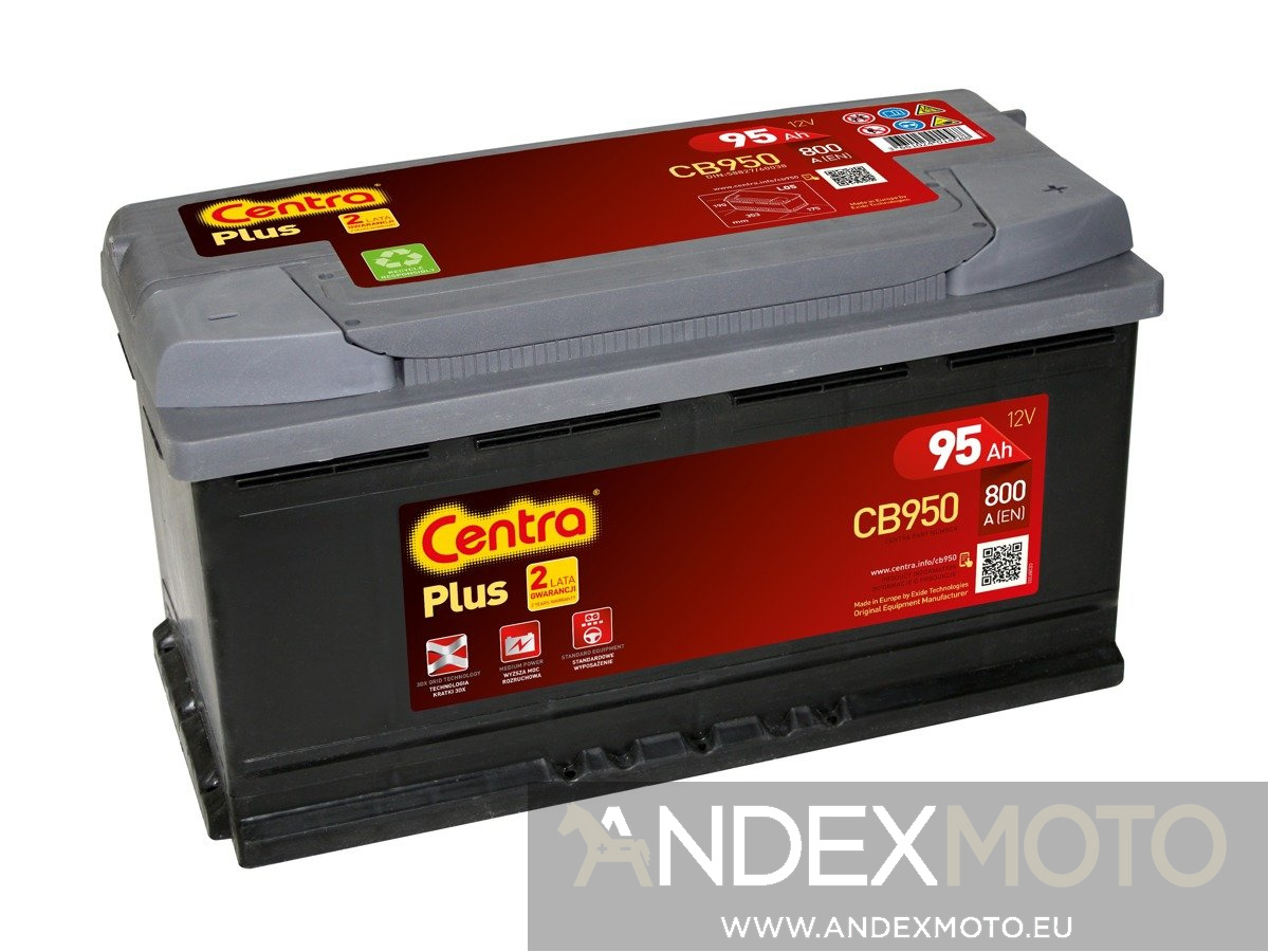 Akumulator 12V 95Ah CENTRA PLUS CB950 S4013 G8 | CAR BATTERIES \ Centra ...