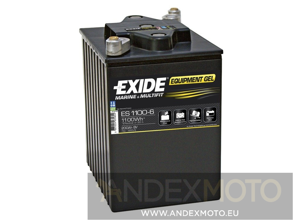 Battery 6V 200 Ah EXIDE EQUIPMEN.GEL ES1100-6 | SPECIAL BATTERIES ...