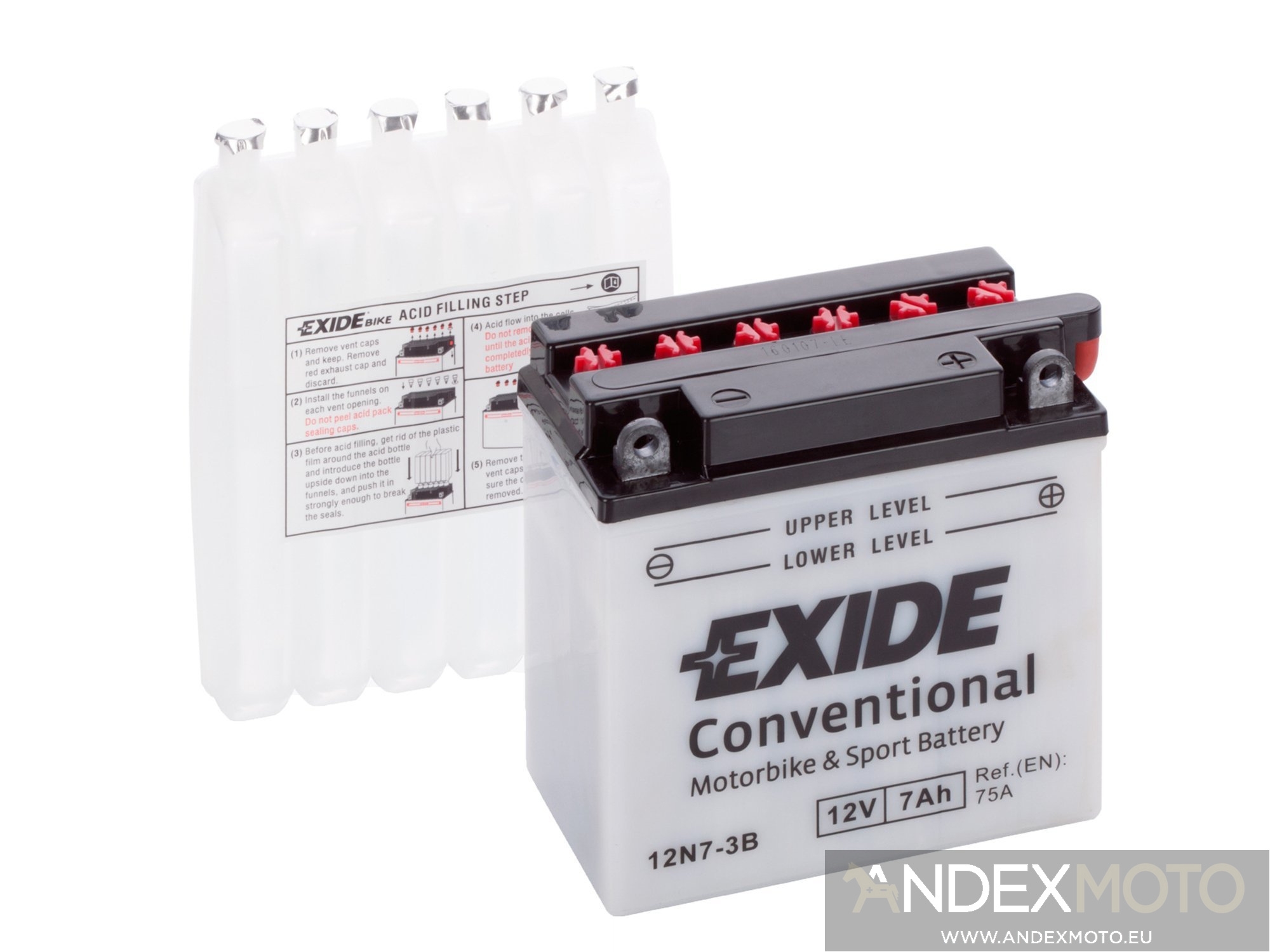 Battery 12V 7Ah 12N7-3B EXIDE | MOTOCYCLE BATTERIES \ CONVENTIONAL 12V ...
